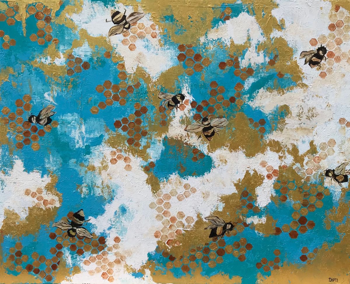 Beehive Acrylic painting by Dipti Janardhana | Artfinder