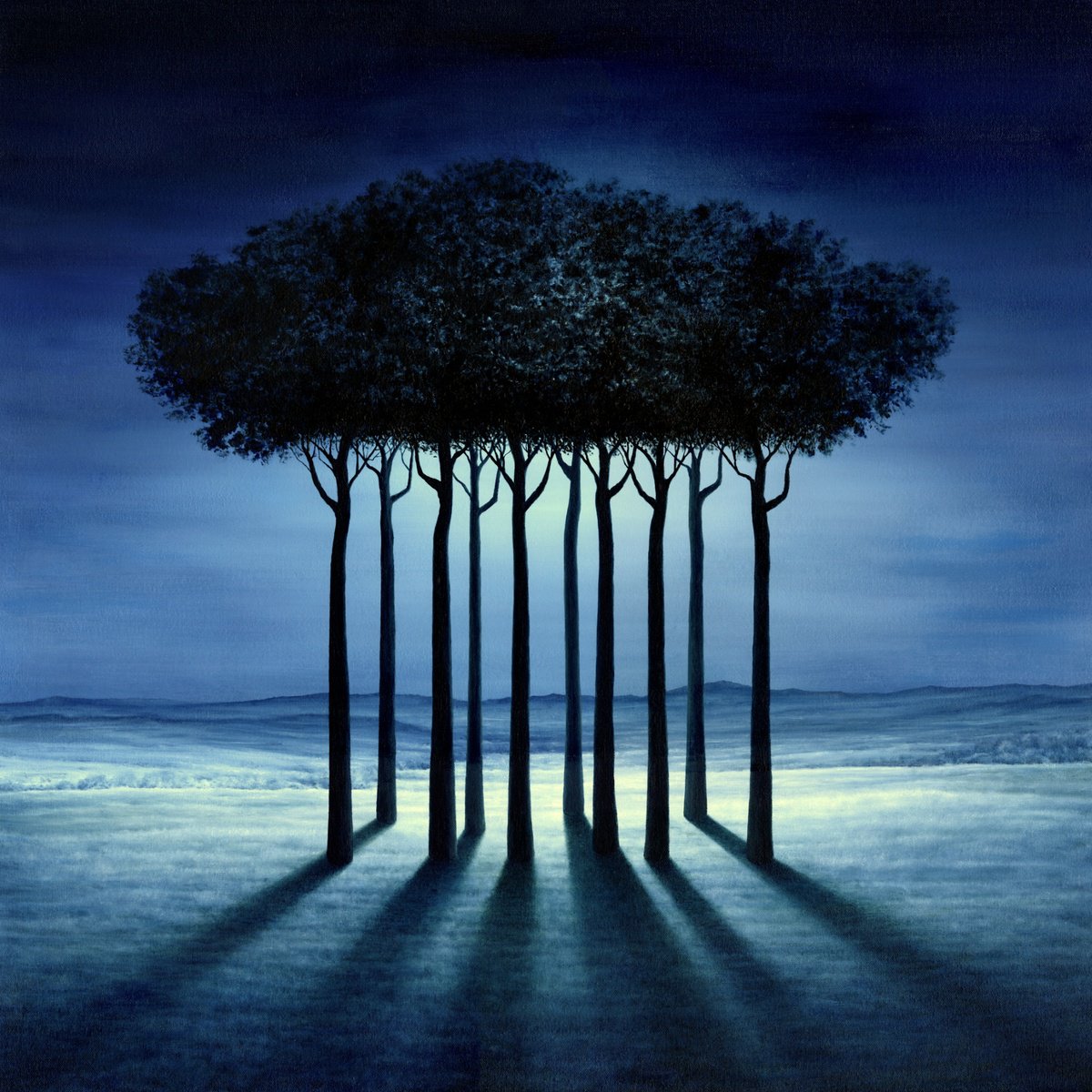 Contemplation (original surrealist landscape with trees) Oil painting ...