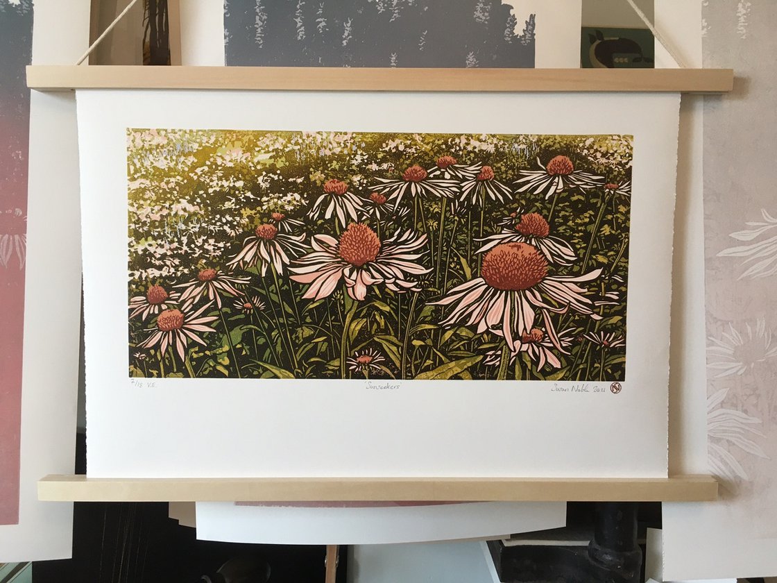 Sunseekers Linocut: Susan Noble | Artfinder