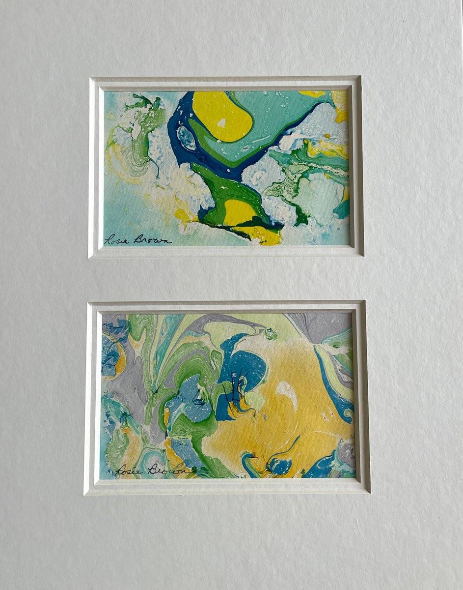 Mellow Yellow Acrylic Abstract set Watercolour by Rosie Brown | Artfinder