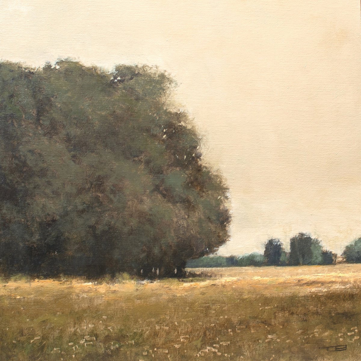 Summer Trees 122215, Tonal landscape and trees impressionist oil ...
