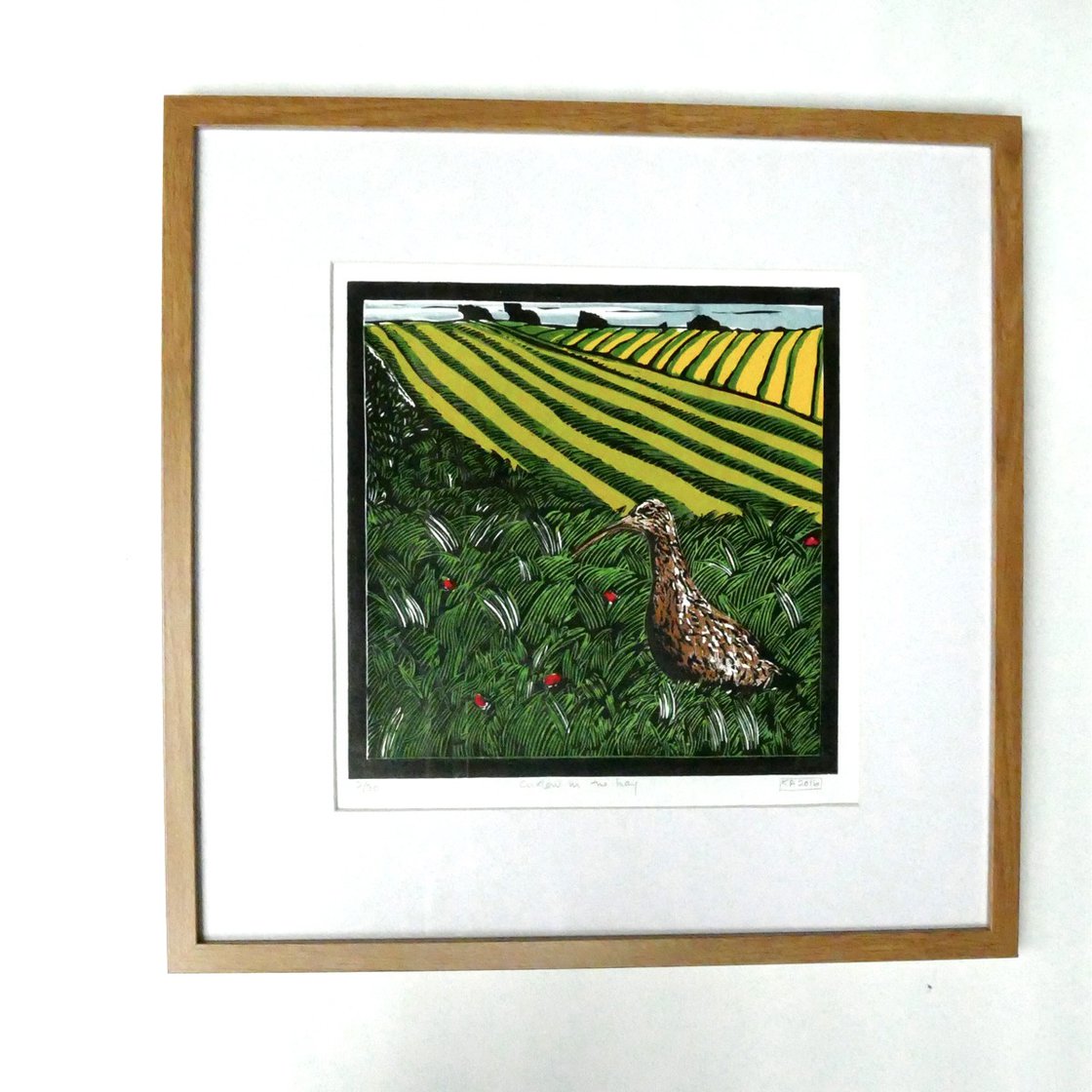 Curlew in the Hay Linocut: Keith Alexander | Artfinder