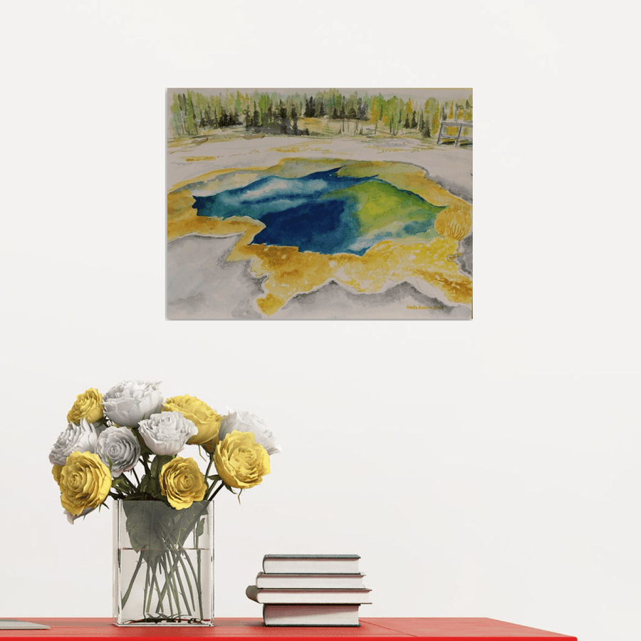 Hot Springs, Yellowstone National Park, watercolor painting Watercolour ...