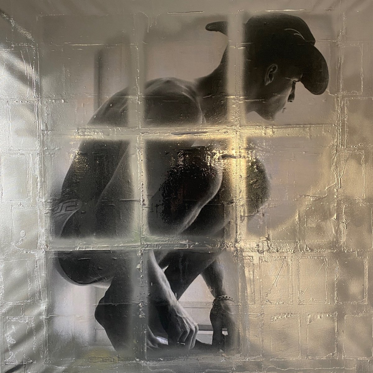 Augusta Cowboy Window Mixed-media painting: Jerome Cholet | Artfinder