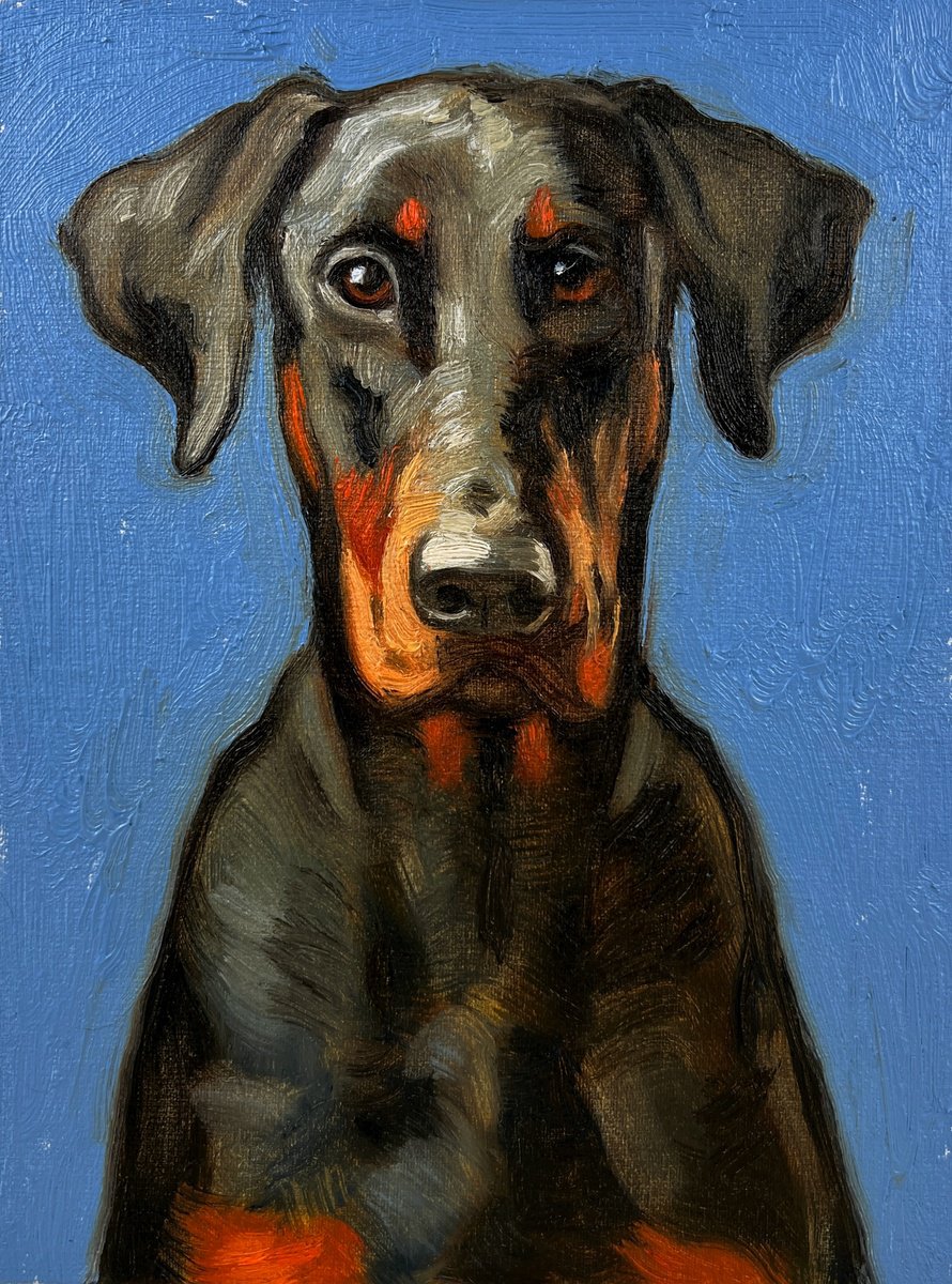 Doberman Oil painting by Elina Arbidane | Artfinder