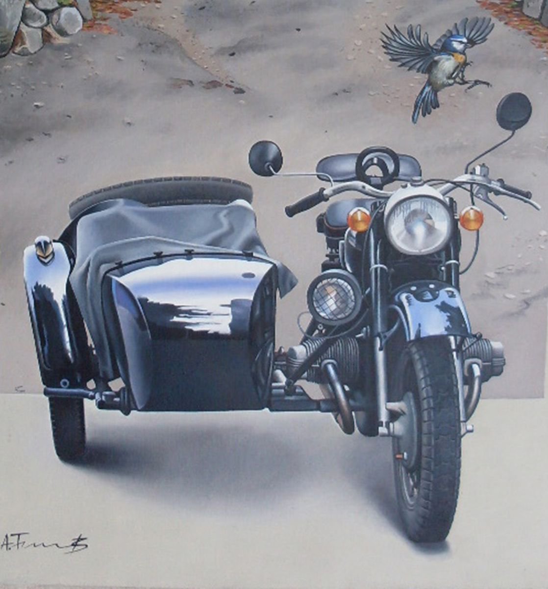 Vintage BMW Motorcycle with Sidecar Oil painting by Alexander ...