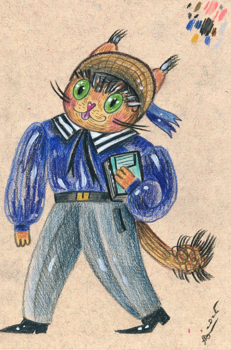 Sailor cat Pencil drawing by Anna Onikiienko | Artfinder