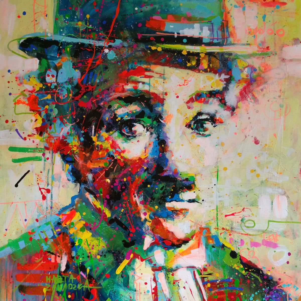 Charlie Chaplin Painting by Marta Zawadzka | Artfinder