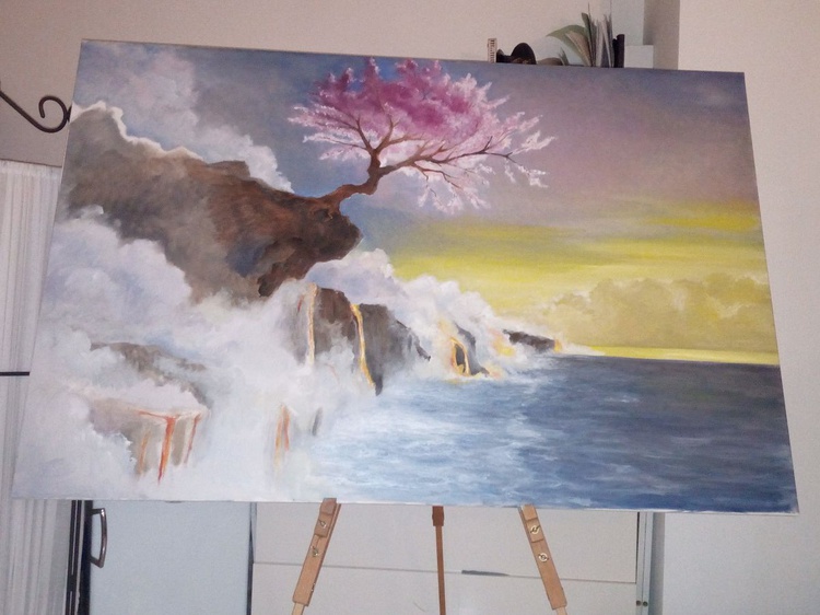 Tree on a Cliff---EXTRA WIDE PAINTING--cheap shi | Artfinder