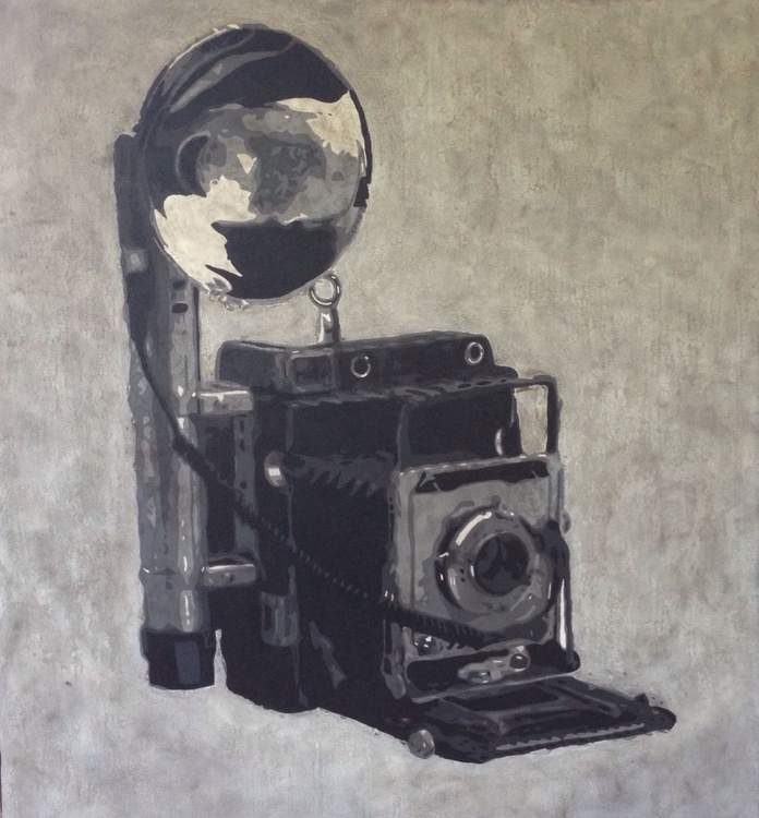 old camera Acrylic painting by eugenia retana | Artfinder