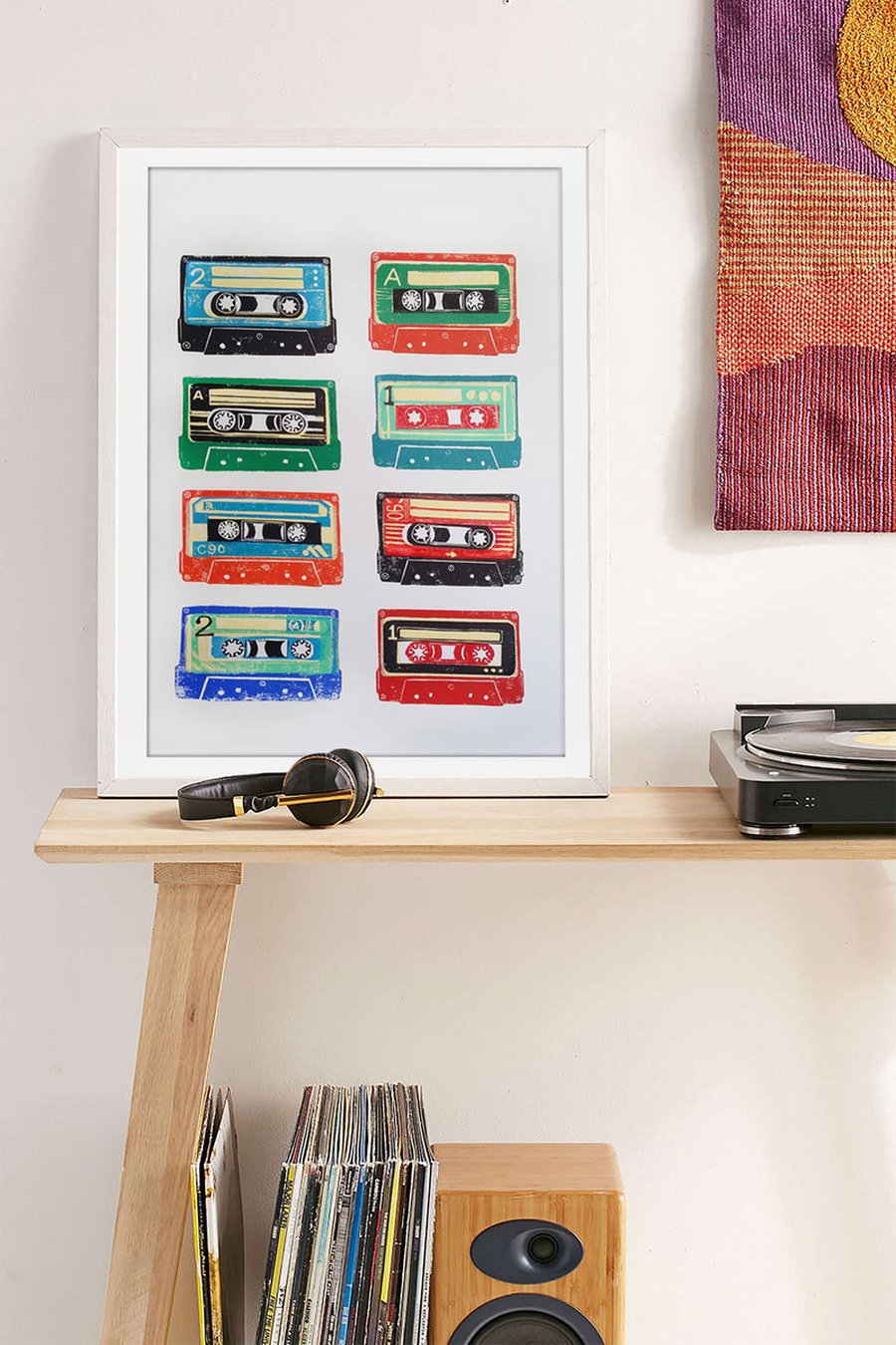 Linocut tapes #28 (cassette tapes, retro music, 70's, 80's rock culture ...