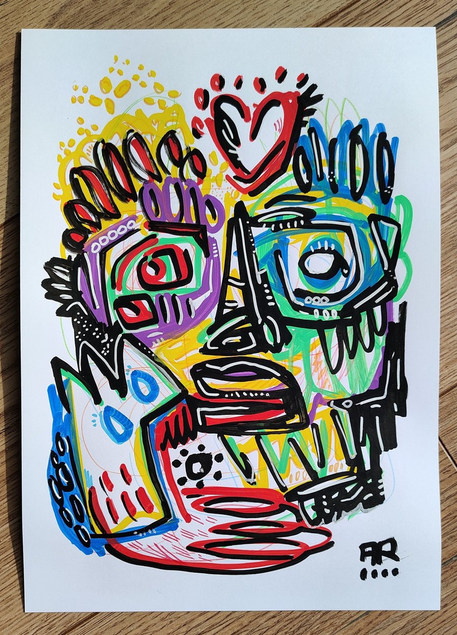 LOVE FACE Drawing: Angel Rivas | Artfinder