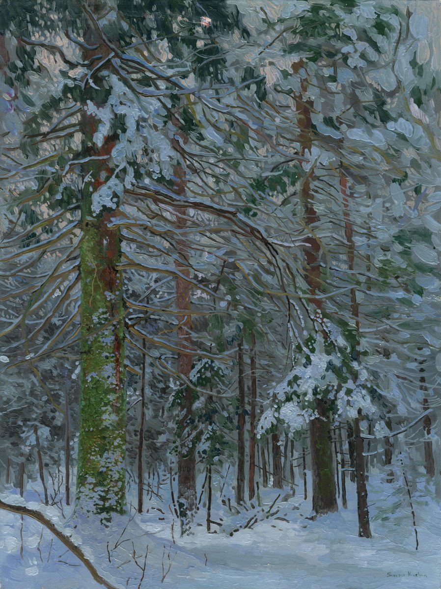 Original Oil Painting - Spruce in the Forest by Simon Kozhin