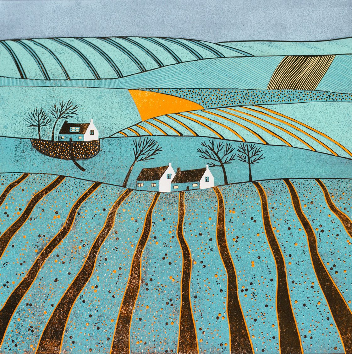 'Beyond the Empty Blue" Linocut: Layla Khani (aka Laylart) | Artfinder