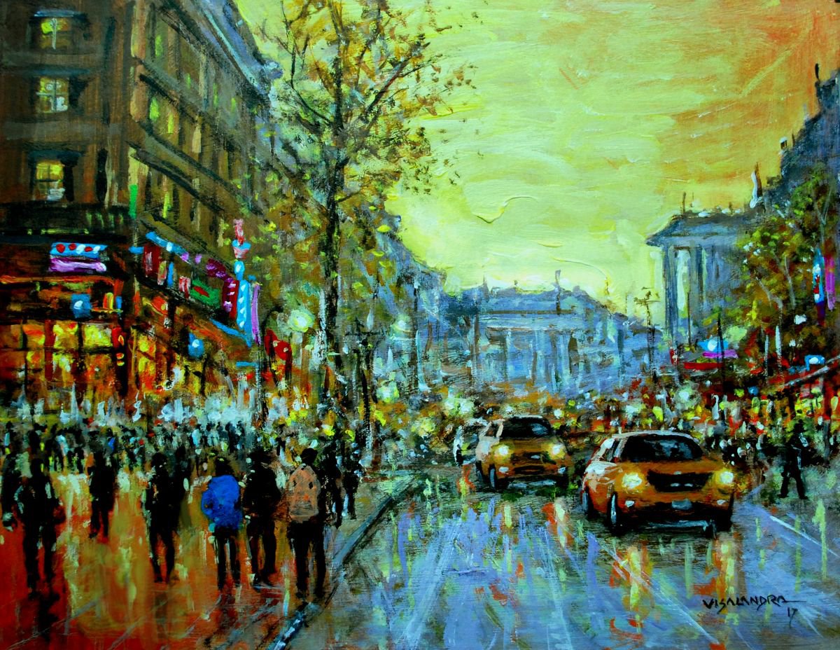 Dusky market Acrylic painting by Vishalandra Dakur | Artfinder