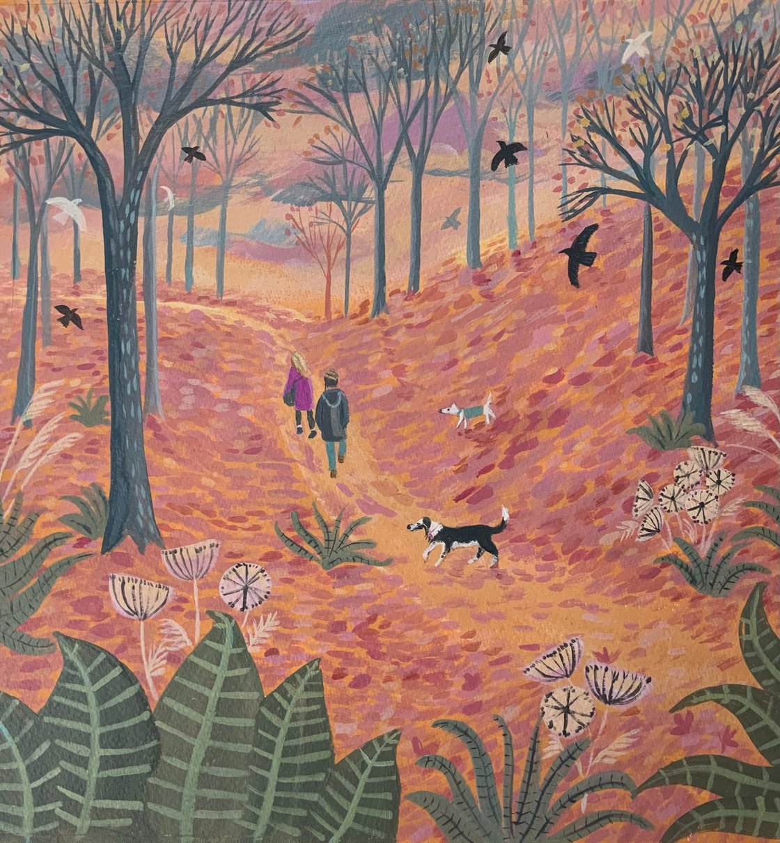 Original Acrylic Painting - Walking in the Forest by Mary Stubberfield
