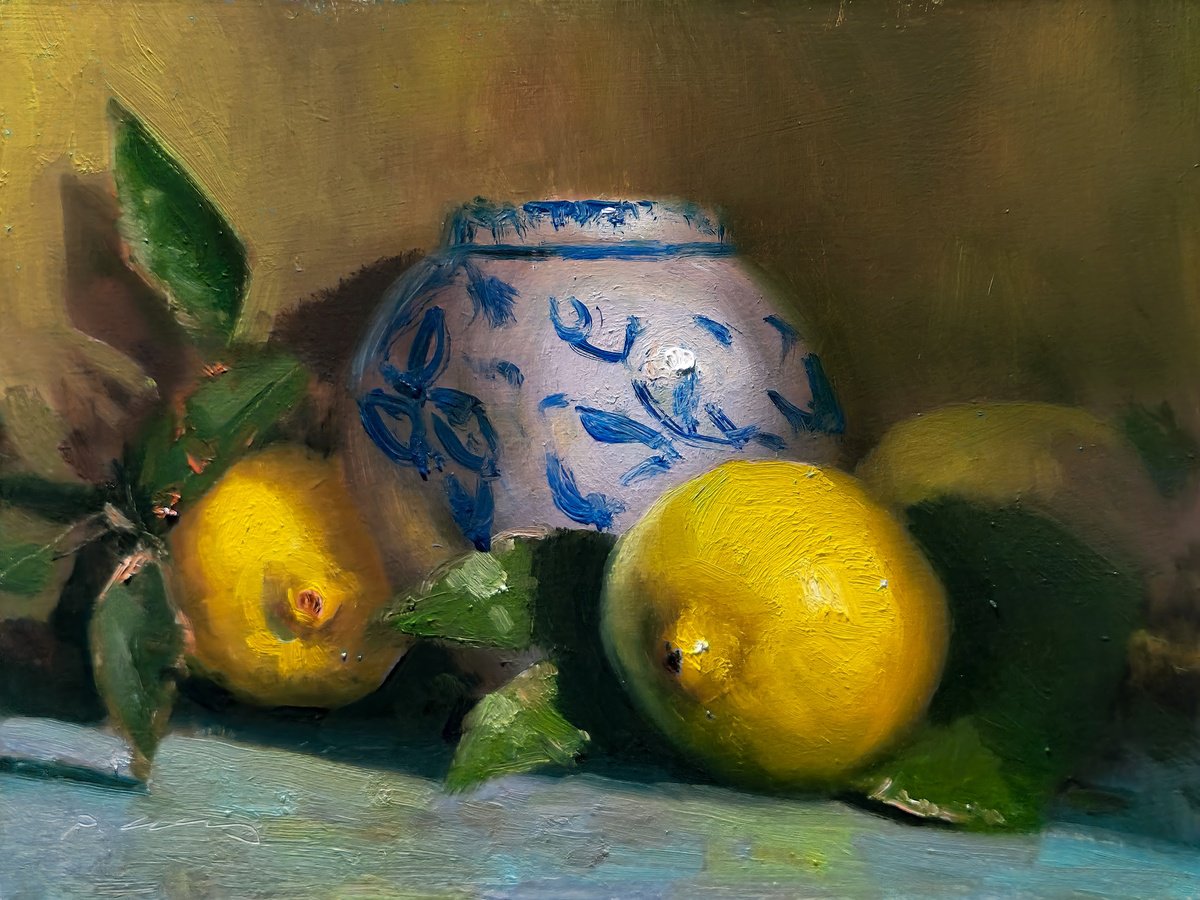Lemons and Vase Oil painting: Pascal Giroud | Artfinder