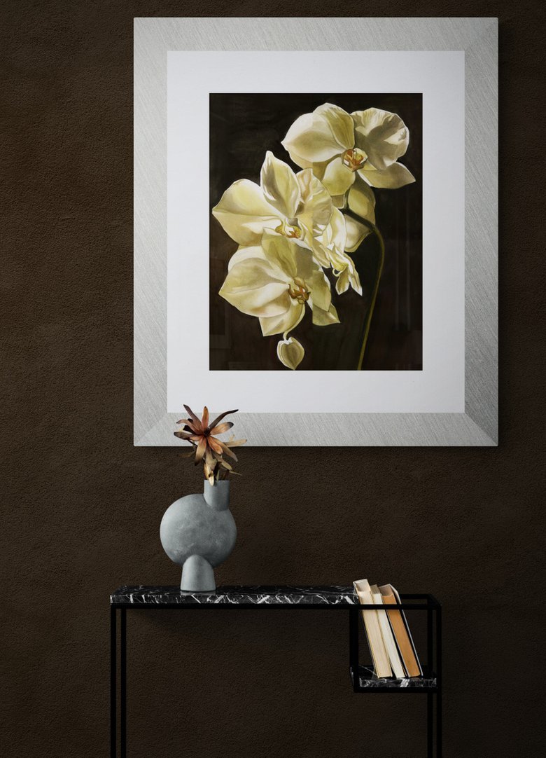 orchids under the moonlight Watercolour: Alfred Ng | Artfinder