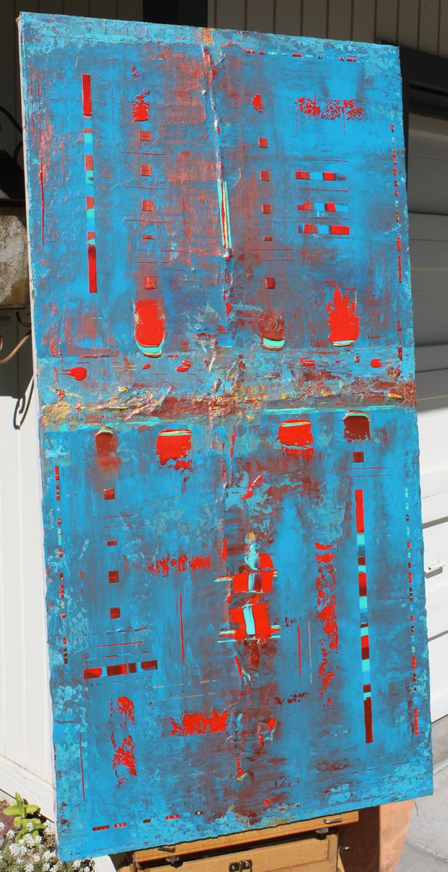 Primitive Blue, Red, Copper Abstract Concept Acrylic painting: Robert ...