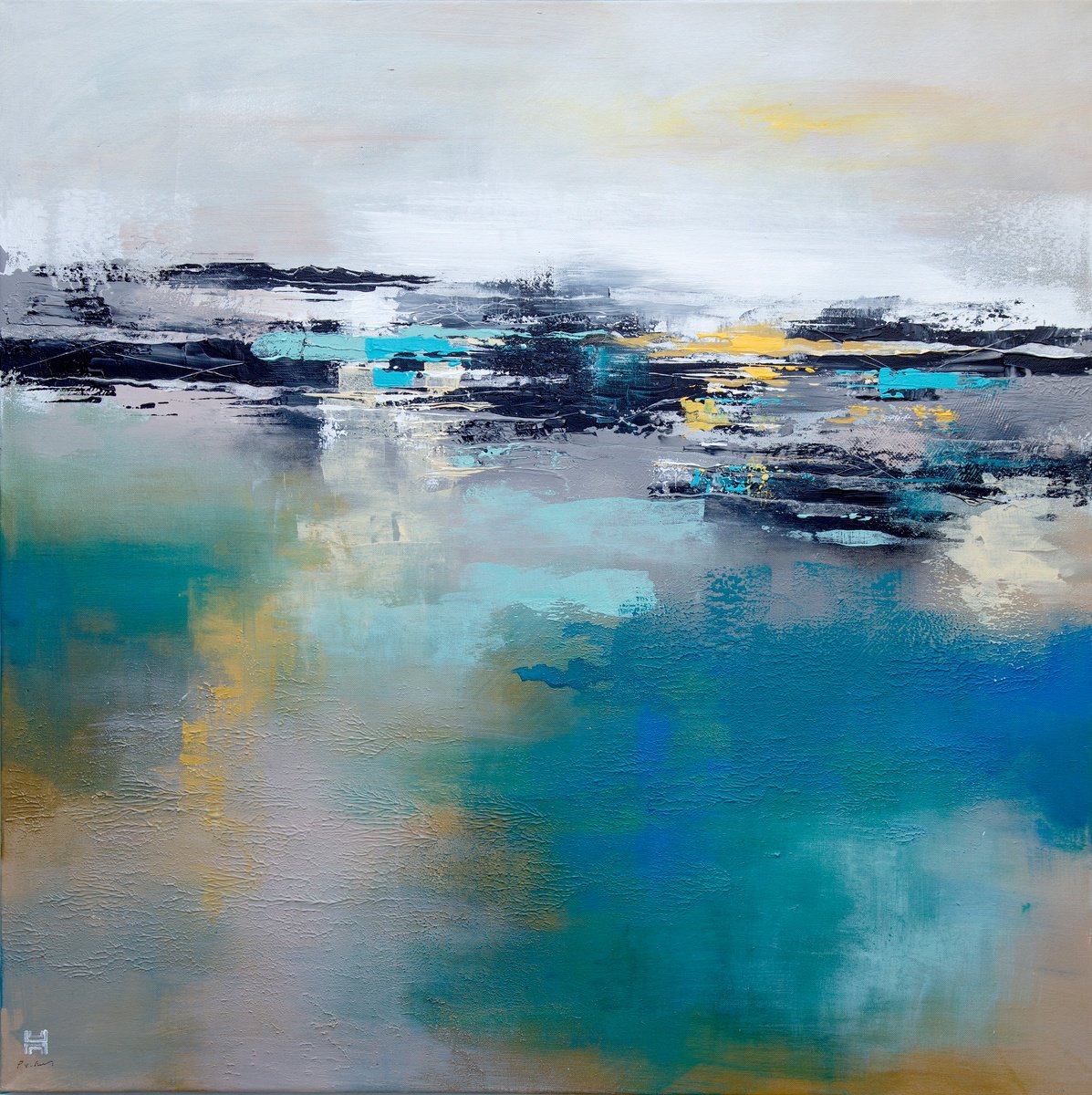 Jade and Grey Horizons Acrylic painting: Paul Hillary | Artfinder