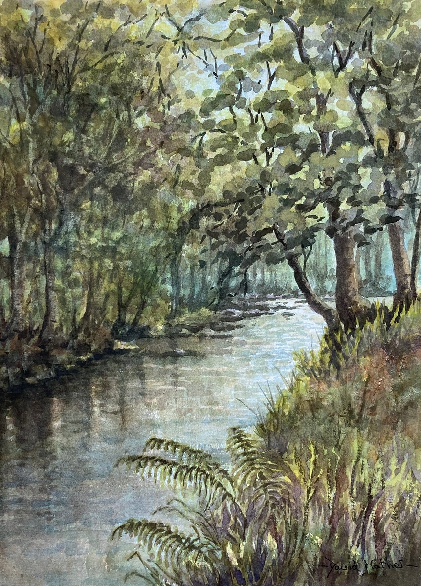 River Walkham at Grenofen Watercolour: David Mather | Artfinder
