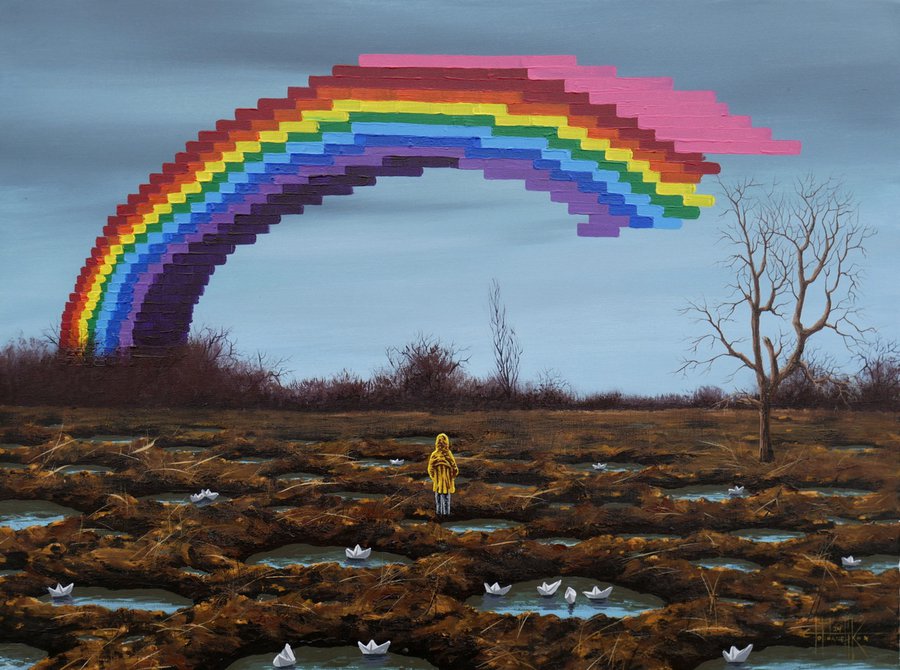 Original Acrylic Painting - Broken Rainbow by Eugene Gorbachenko
