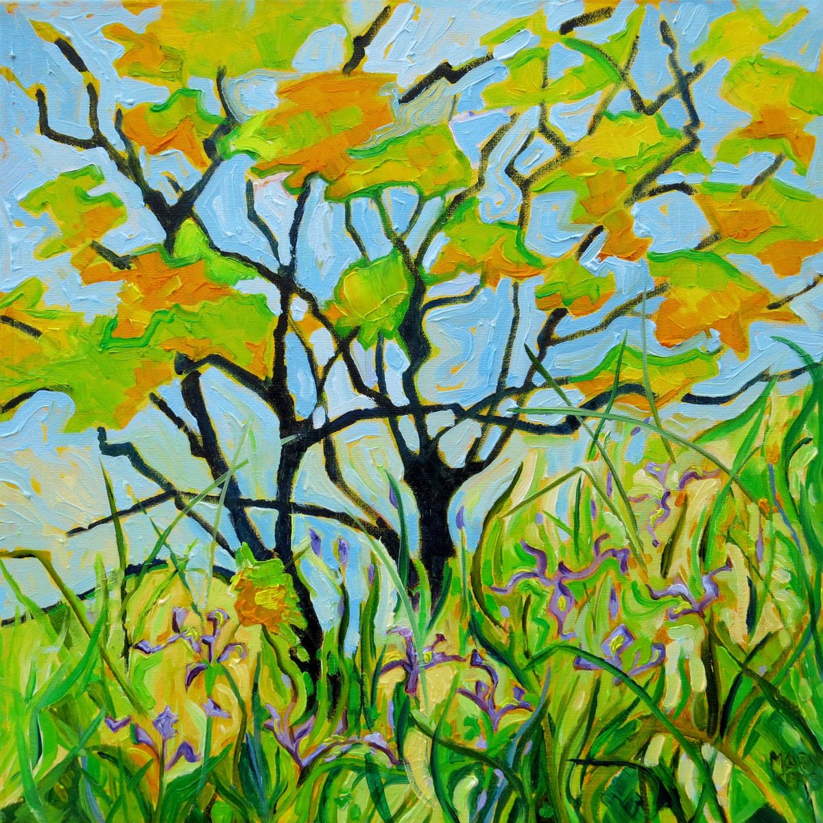 Tangled Iris Landscape Oil painting: Mary Kemp | Artfinder