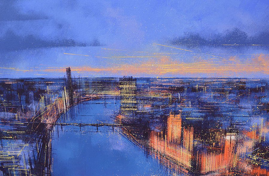 The Thames At Night Acrylic painting by Marc Todd | Artfinder