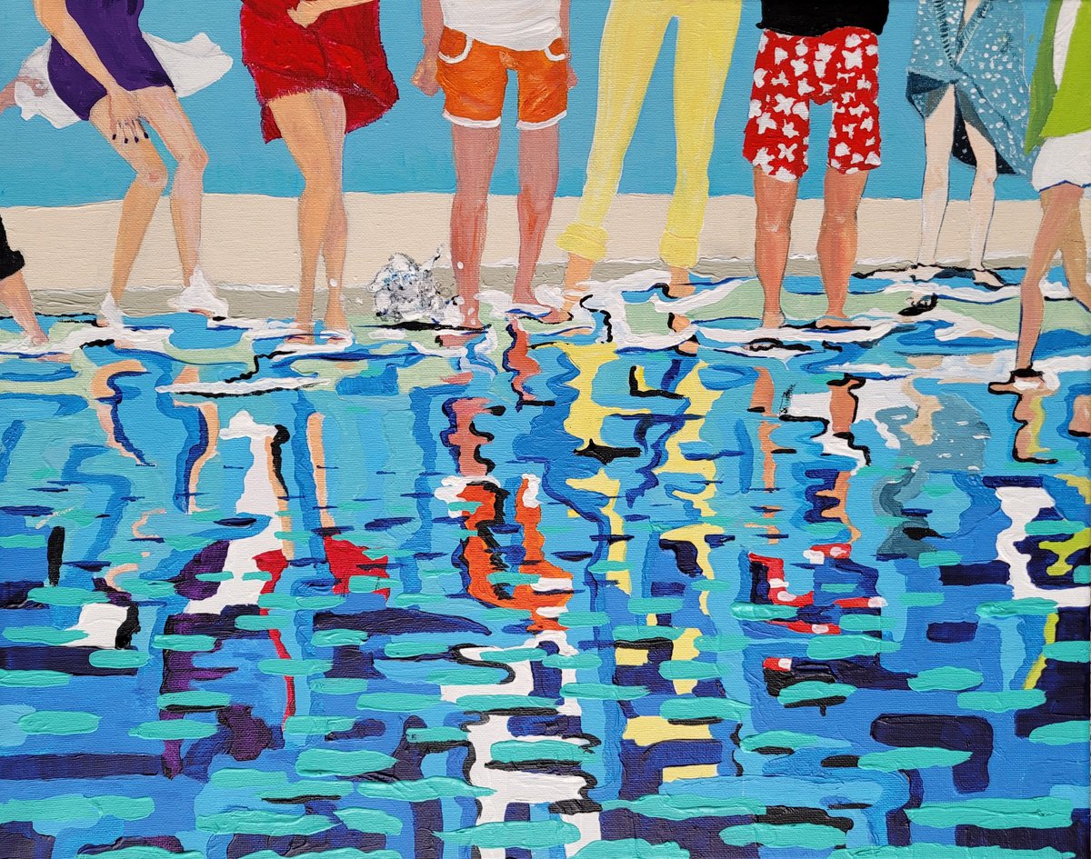 Mudflat hike to Neuwerk Island Acrylic painting: Kathrin Flöge | Artfinder