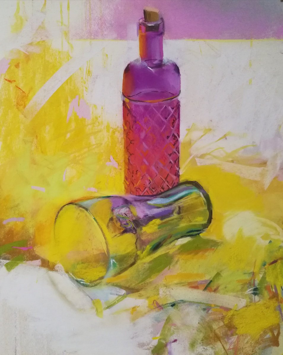 Green and Purple Glass Pastel drawing: Silja Salmistu | Artfinder
