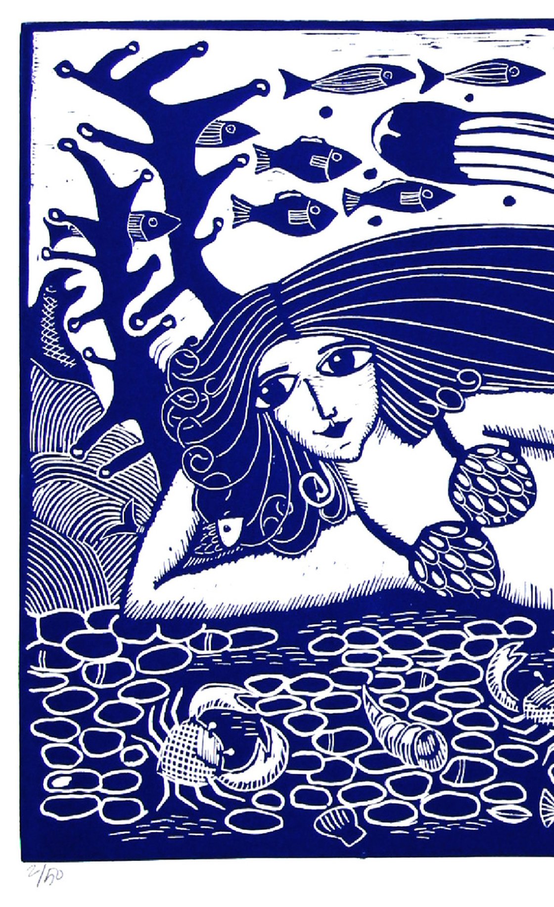 The little Mermaid Linocut: Mariann Johansen-Ellis | Artfinder