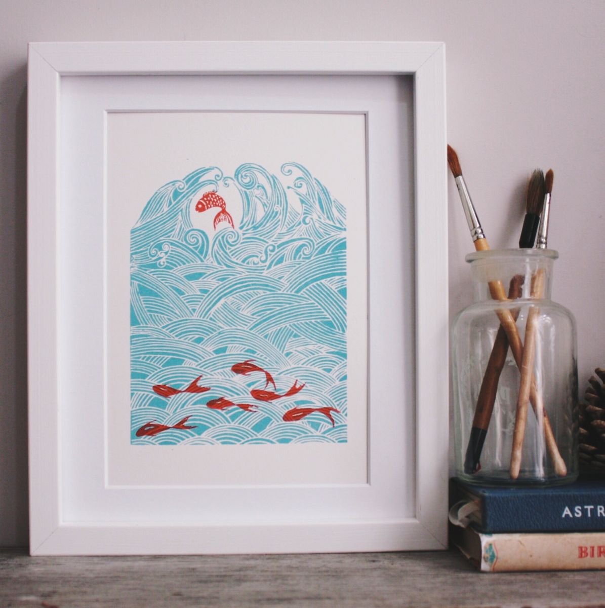 Seven fish for luck. A5 screenprint Screenprint: Deborah Champion ...