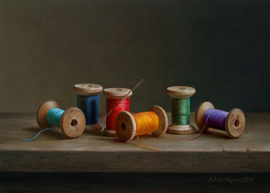 Cotton Bobbins Oil painting by Albert Kechyan | Artfinder