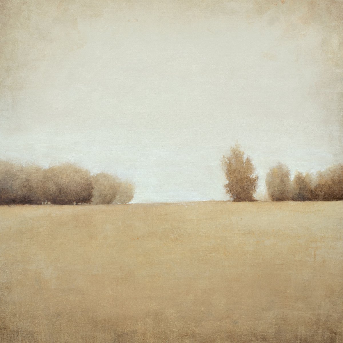 Warm Afternoon 220414, earth tones tonal landscape with trees Acrylic ...