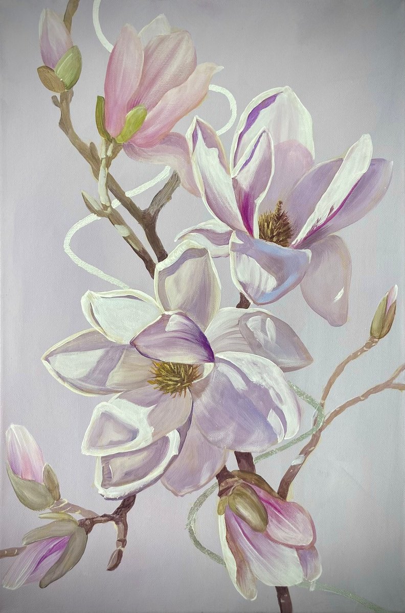 Magnolia Mixed-media painting: Alexandra Ozerova | Artfinder