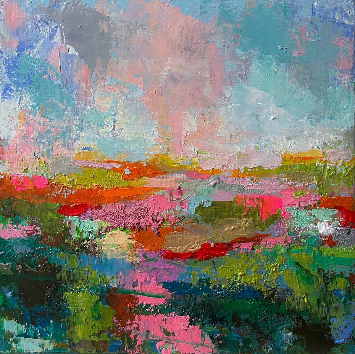 Patchwork World Acrylic painting by Sandy Dooley | Artfinder