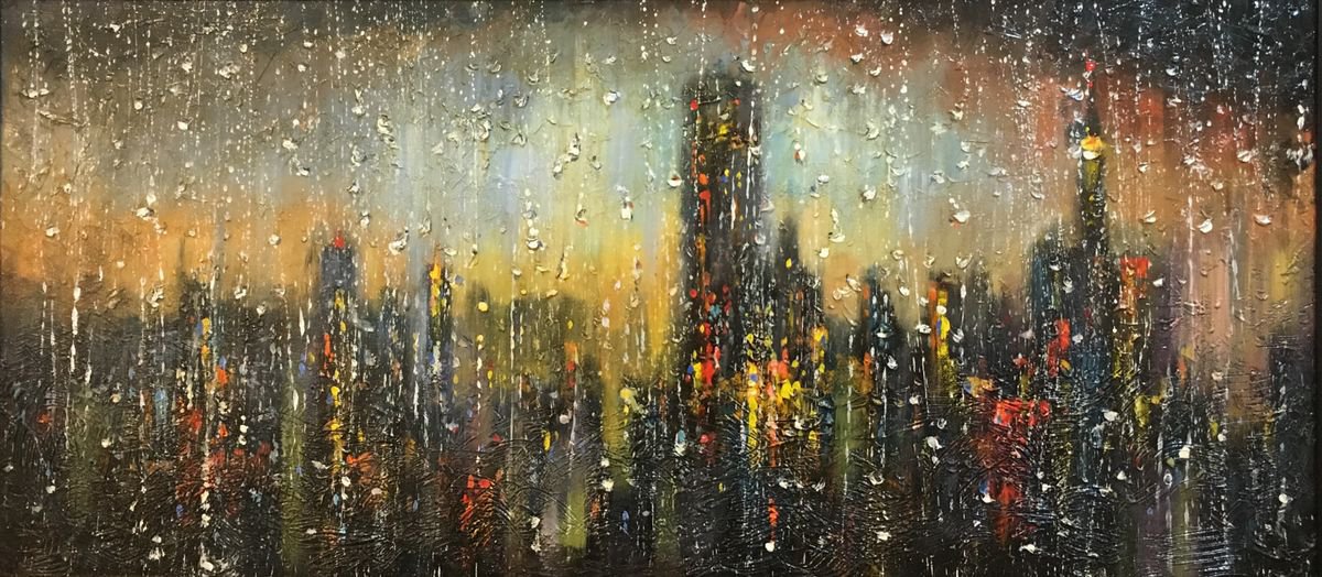 Window. Rain Oil painting by CM | Artfinder
