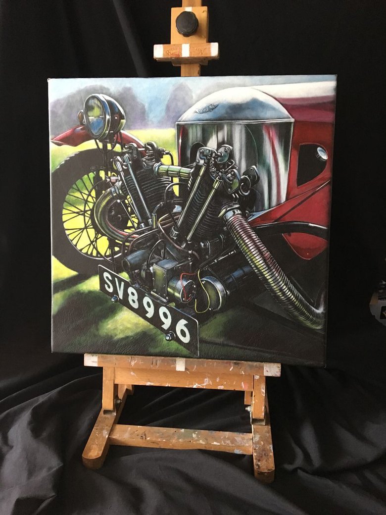 Morgan Brough vintage car Acrylic painting: Karl Hamilton-Cox | Artfinder
