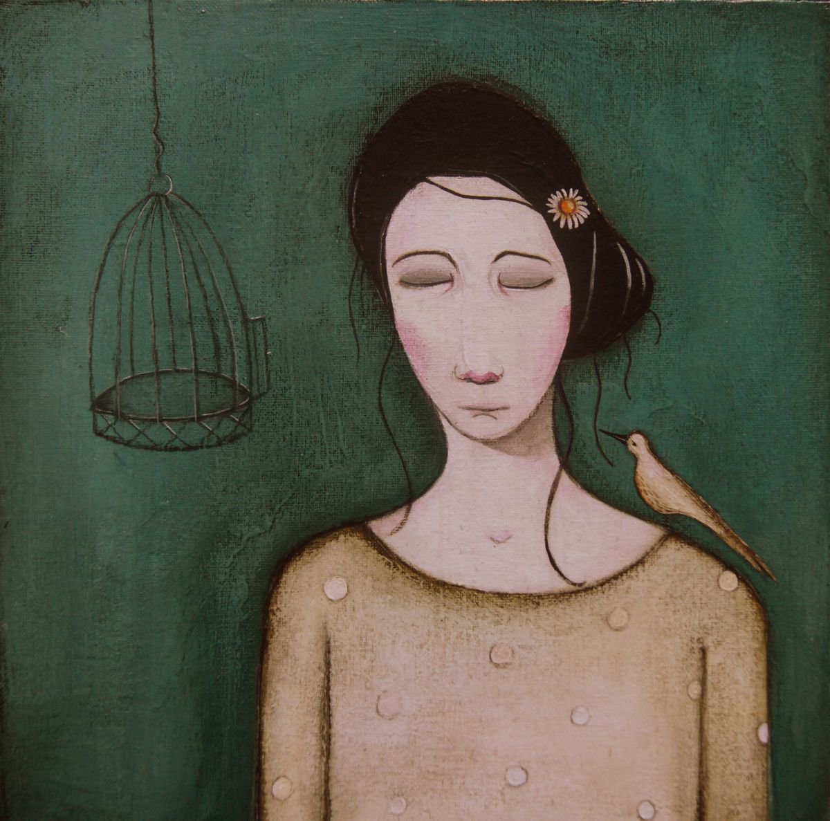 The Uncaged Bird.., Acrylic painting by Jackie Henderson | Artfinder