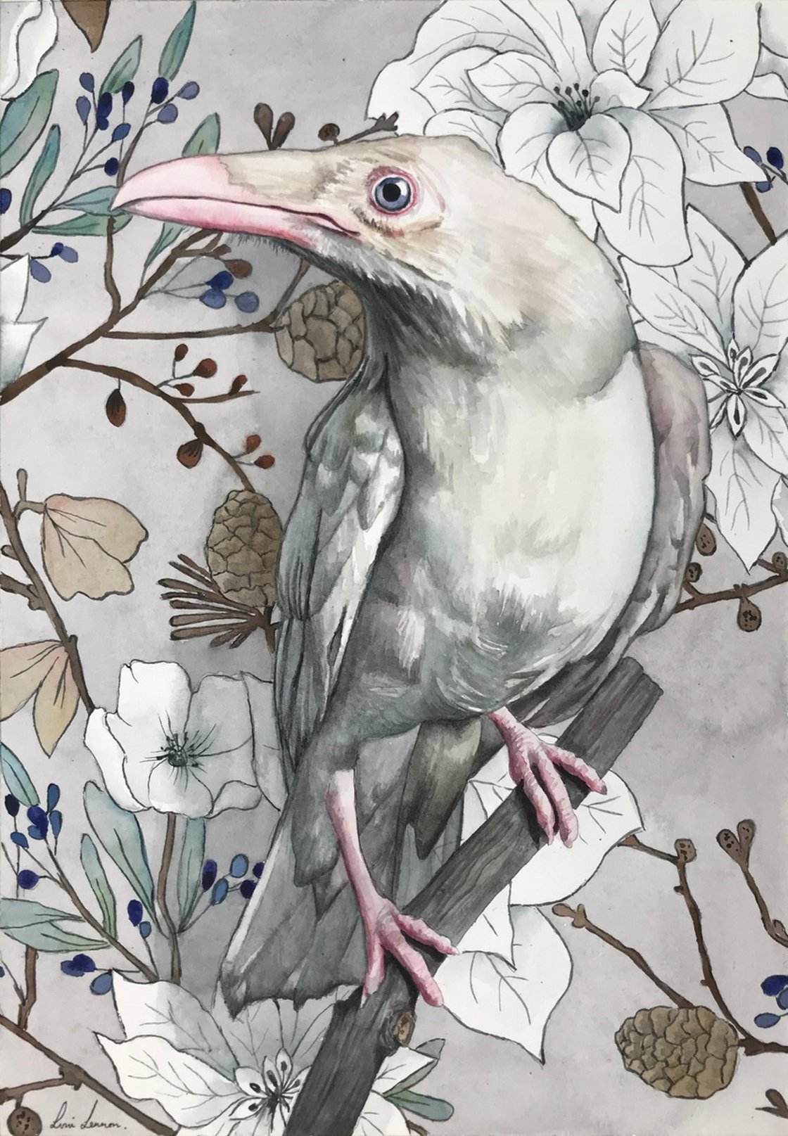White Raven Watercolour by Lisa Lennon | Artfinder