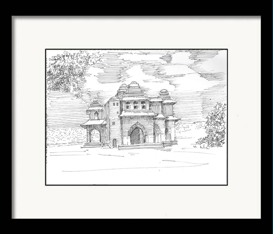 Set of two- Hampi Ruins India Ink drawing: Asha Shenoy | Artfinder