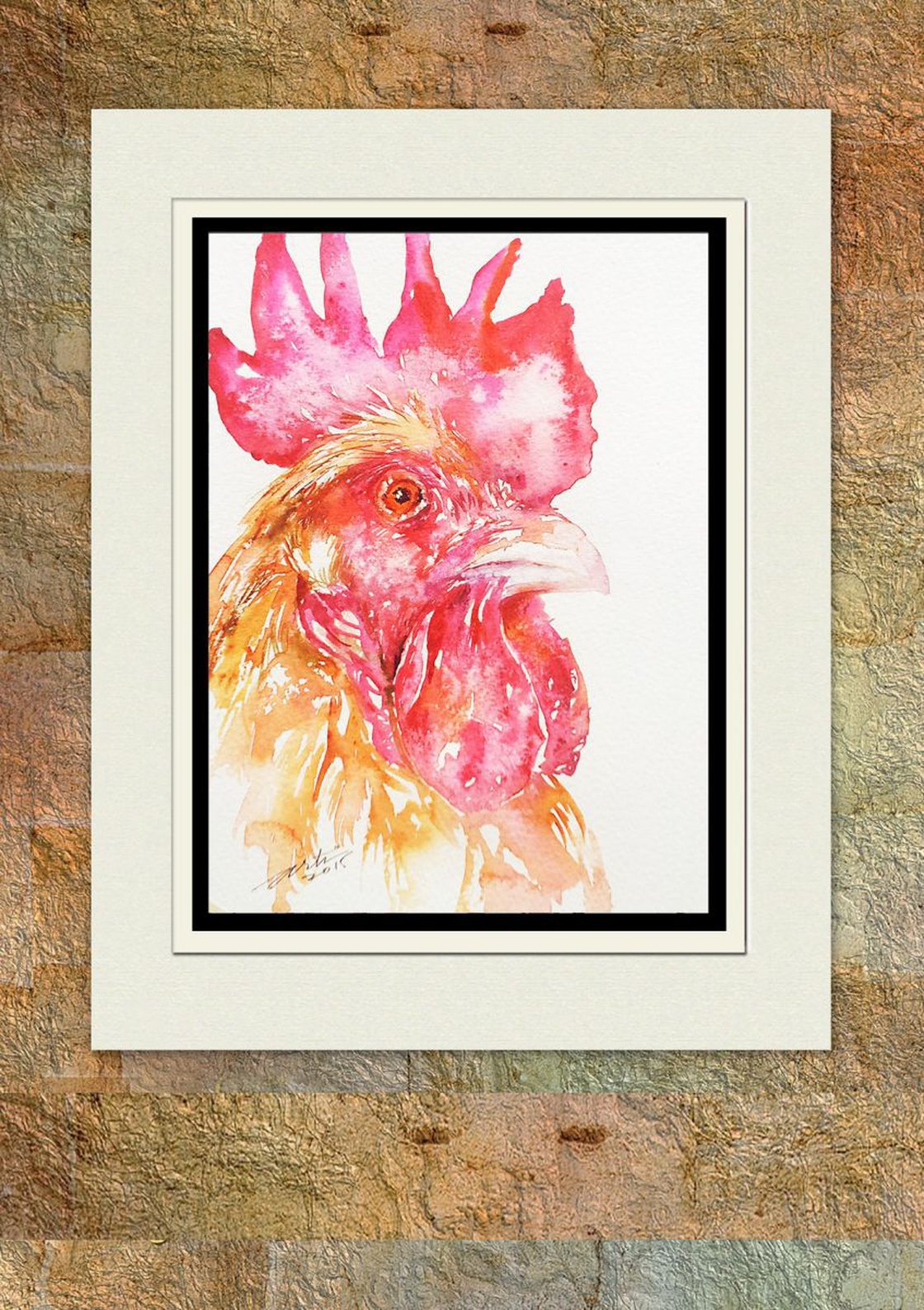 Red Ross Rooster Watercolour: Arti Chauhan | Artfinder