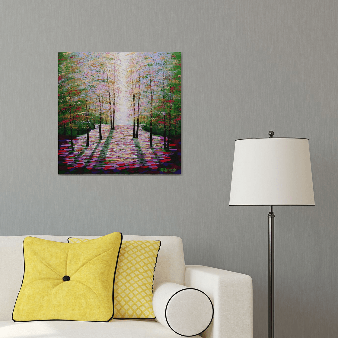 Original Acrylic Painting - Forest in Amber by Amanda Horvath