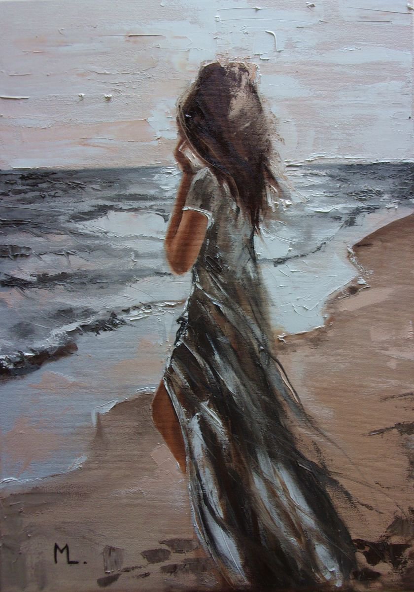 " MY PLACE ... IV "- SKY SEA SPRING SAND liGHt ORIGINAL OIL PAINTING ...