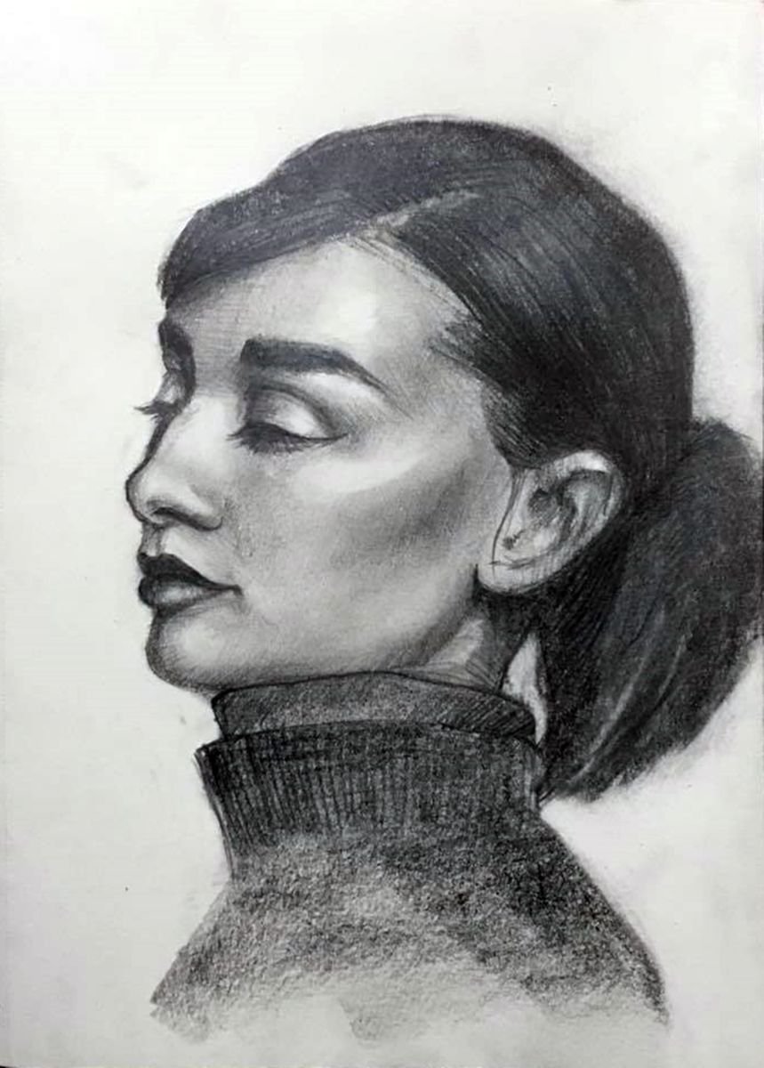 Lady portrait Pencil drawing by Anamaria | Artfinder