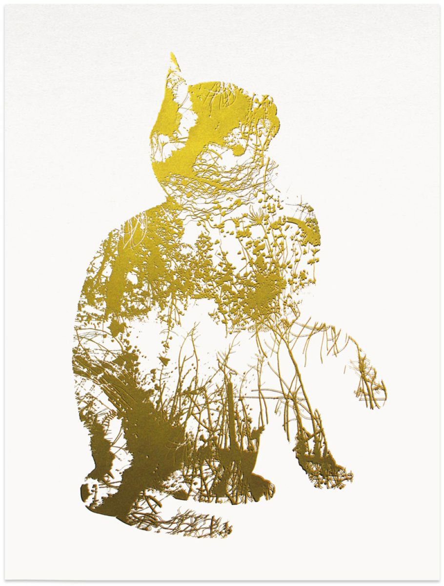 Golden Cat (Second from set of four) Screenprint by Chris Keegan ...