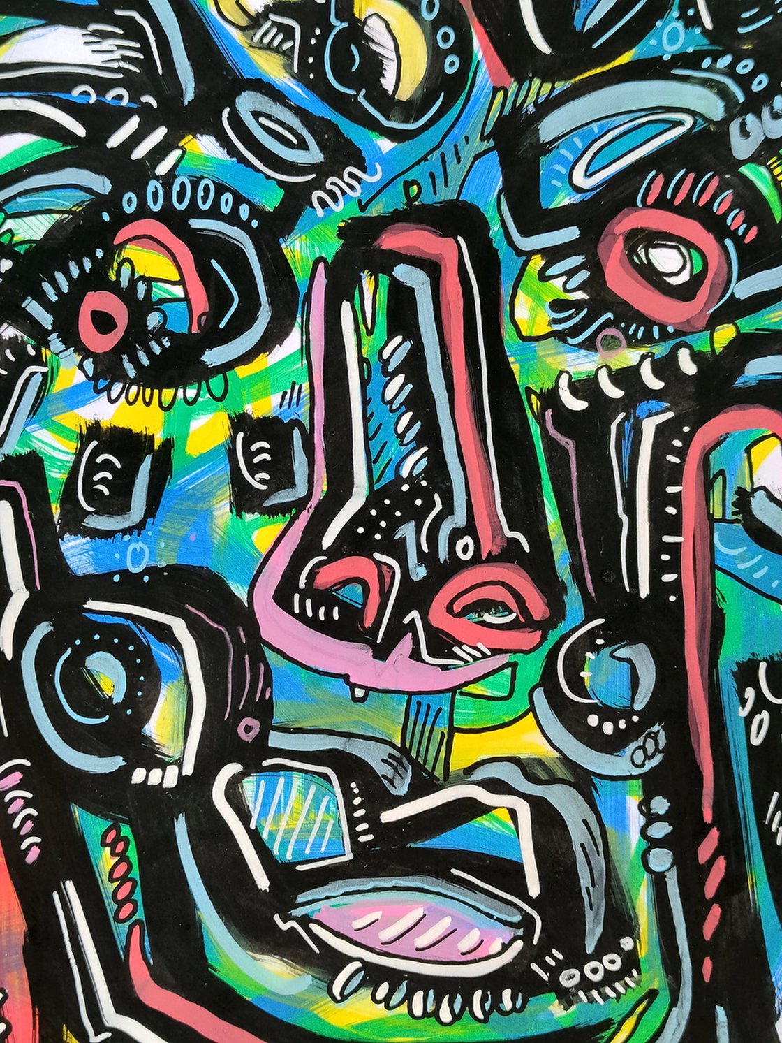 FLOW FACE Acrylic painting by Ángel Rivas | Artfinder