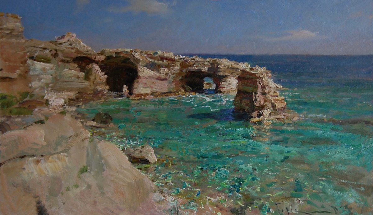 Rocks and sea Oil painting: Denys Gorodnychyi | Artfinder