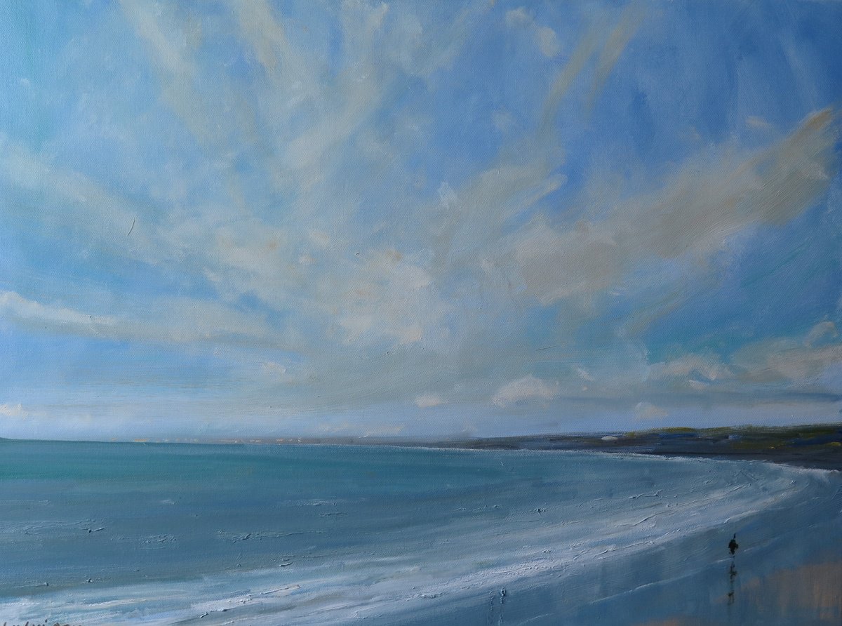 Filey Bay, Sept 9 Oil painting: Malcolm Ludvigsen | Artfinder