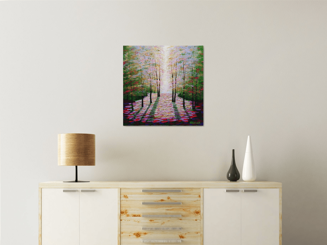 Original Acrylic Painting - Forest in Amber by Amanda Horvath